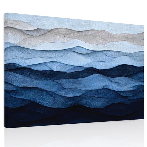 Abstract Art Ocean Canvas Print Wall Art, Gradient Blue Impressionist ...