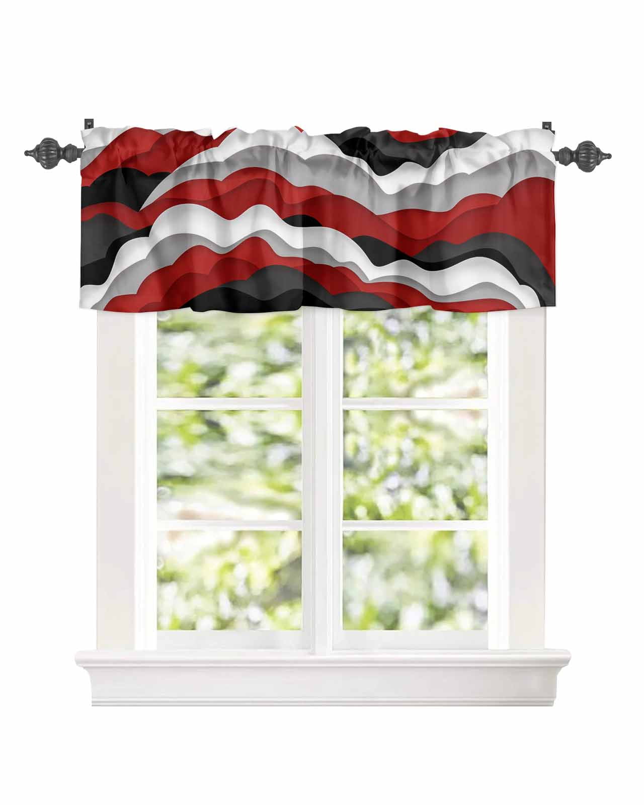 Abstract Art Ocean Wave Lines Window Valances for Kitchen,Rod Pocket ...