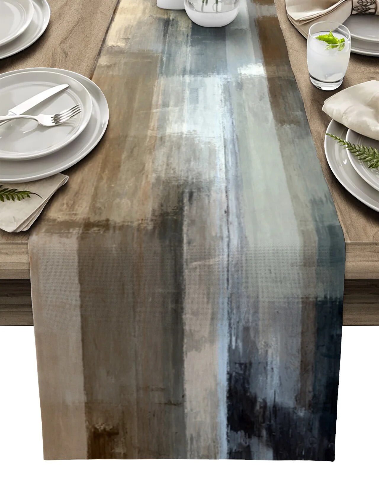 Abstract Art Oil Painting Dining Table Runner Home Decor Anti-stain ...