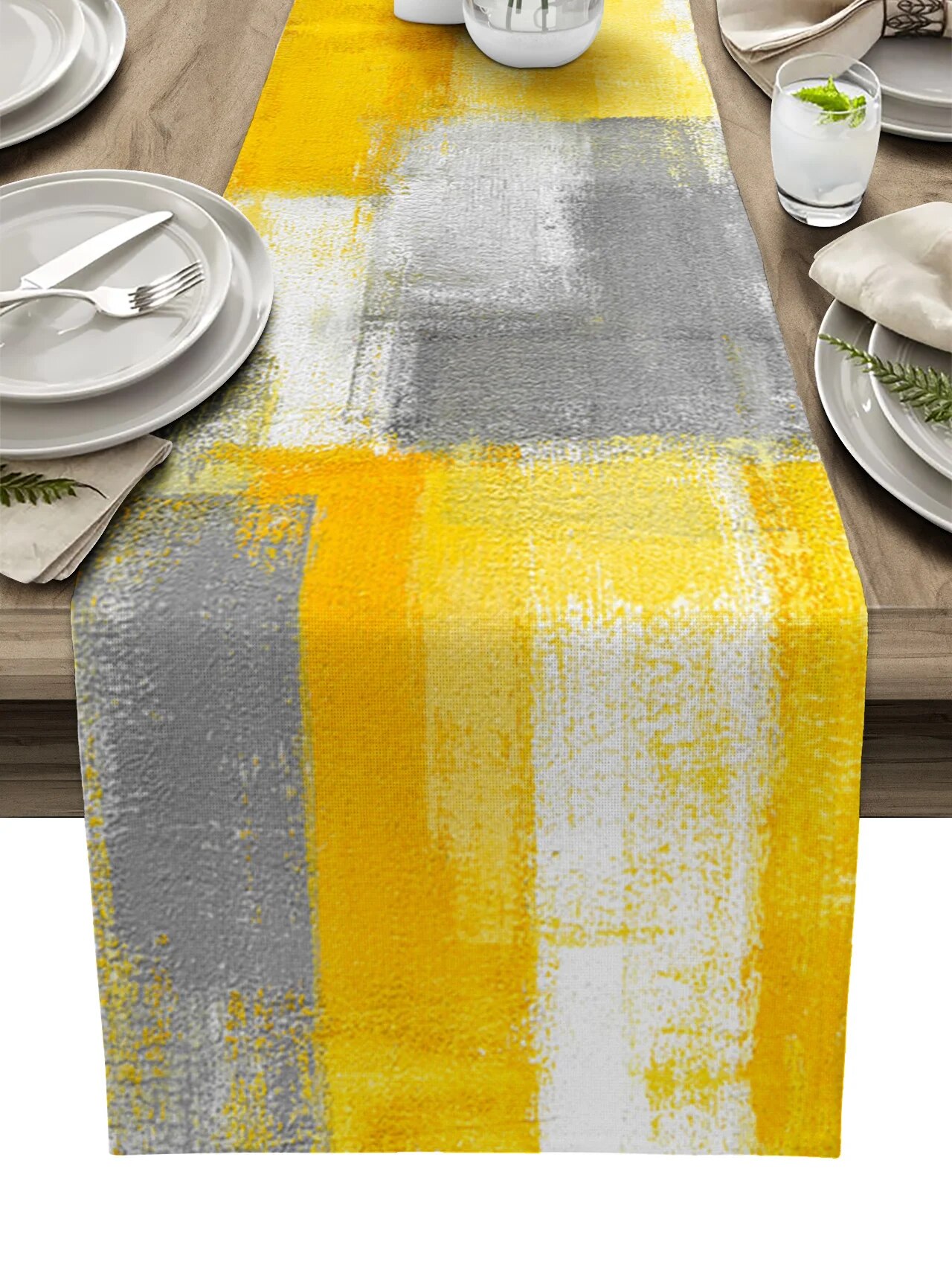 Abstract Art Oil Painting Dining Table Runner Home Decor Anti-stain ...