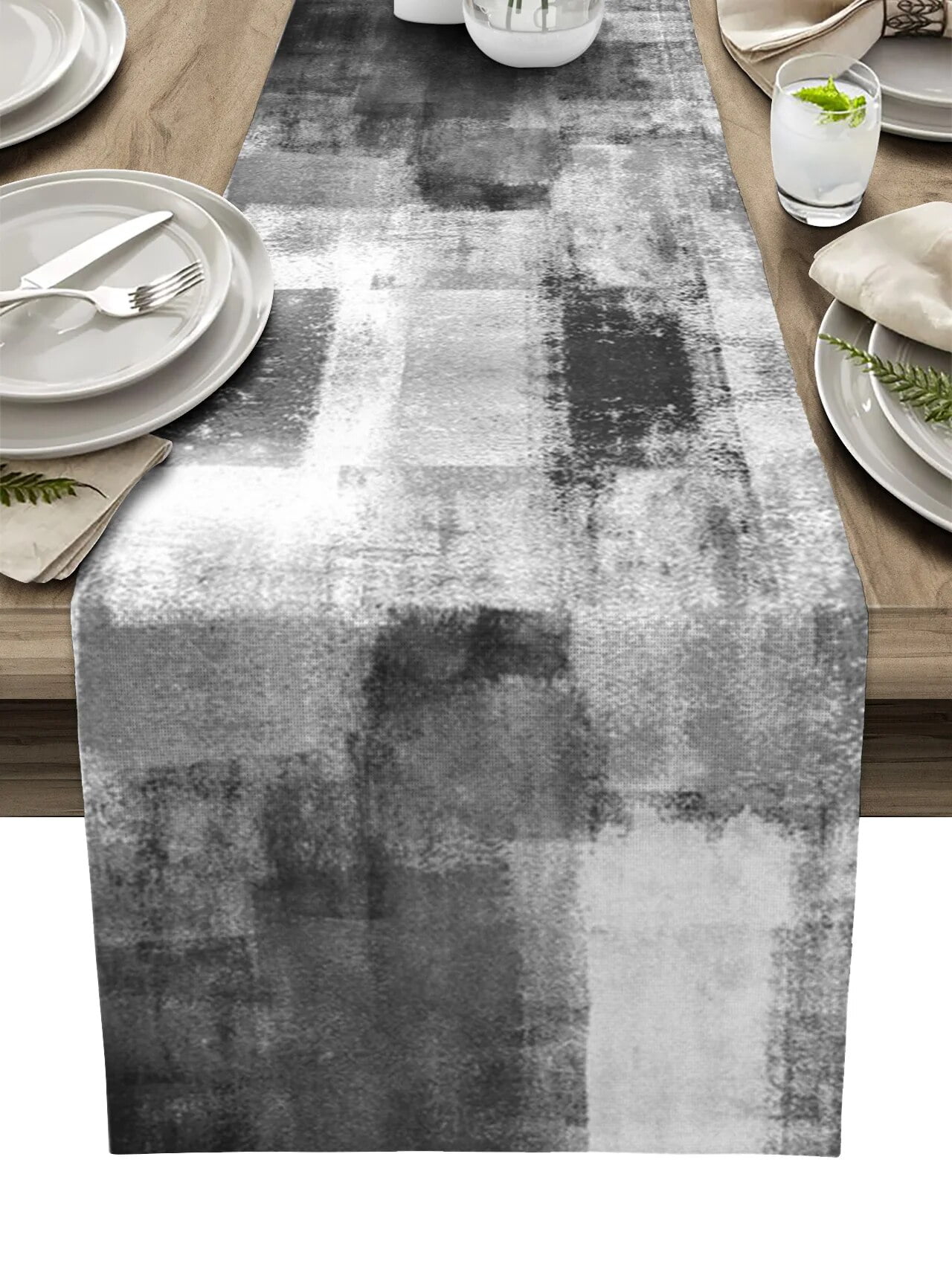 Abstract Art Oil Painting Dining Table Runner Home Decor Anti-stain ...