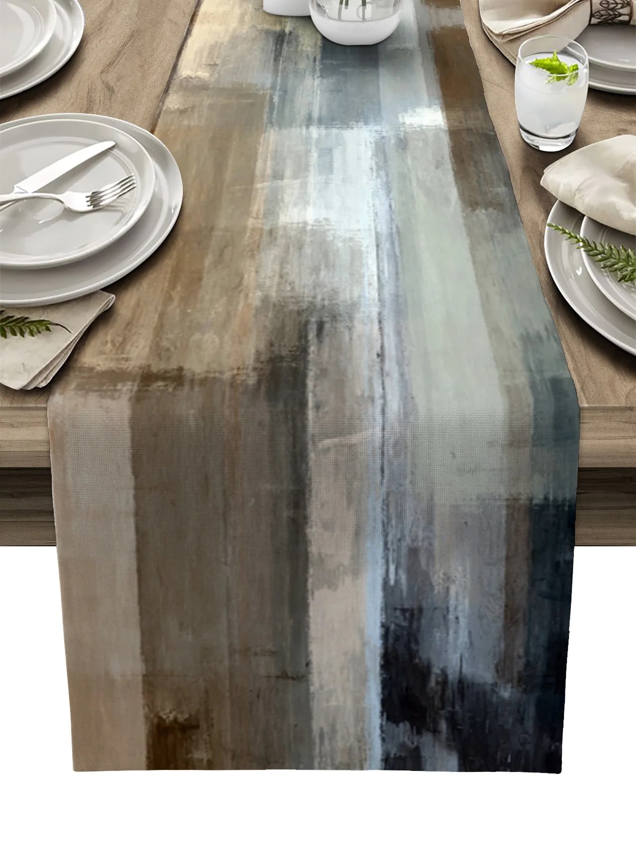 Abstract Art Oil Painting Dining Table Runner Home Decor Anti-stain ...