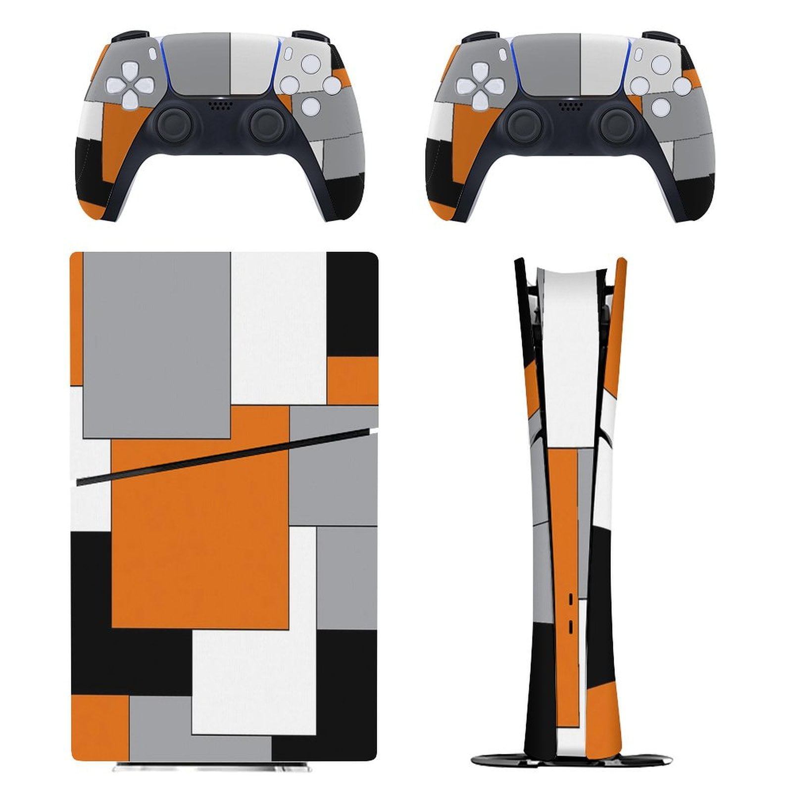 Abstract Art Orange Black Gray Splice PS5/PS5 Pro/PS5 Slim Digital Disc ...