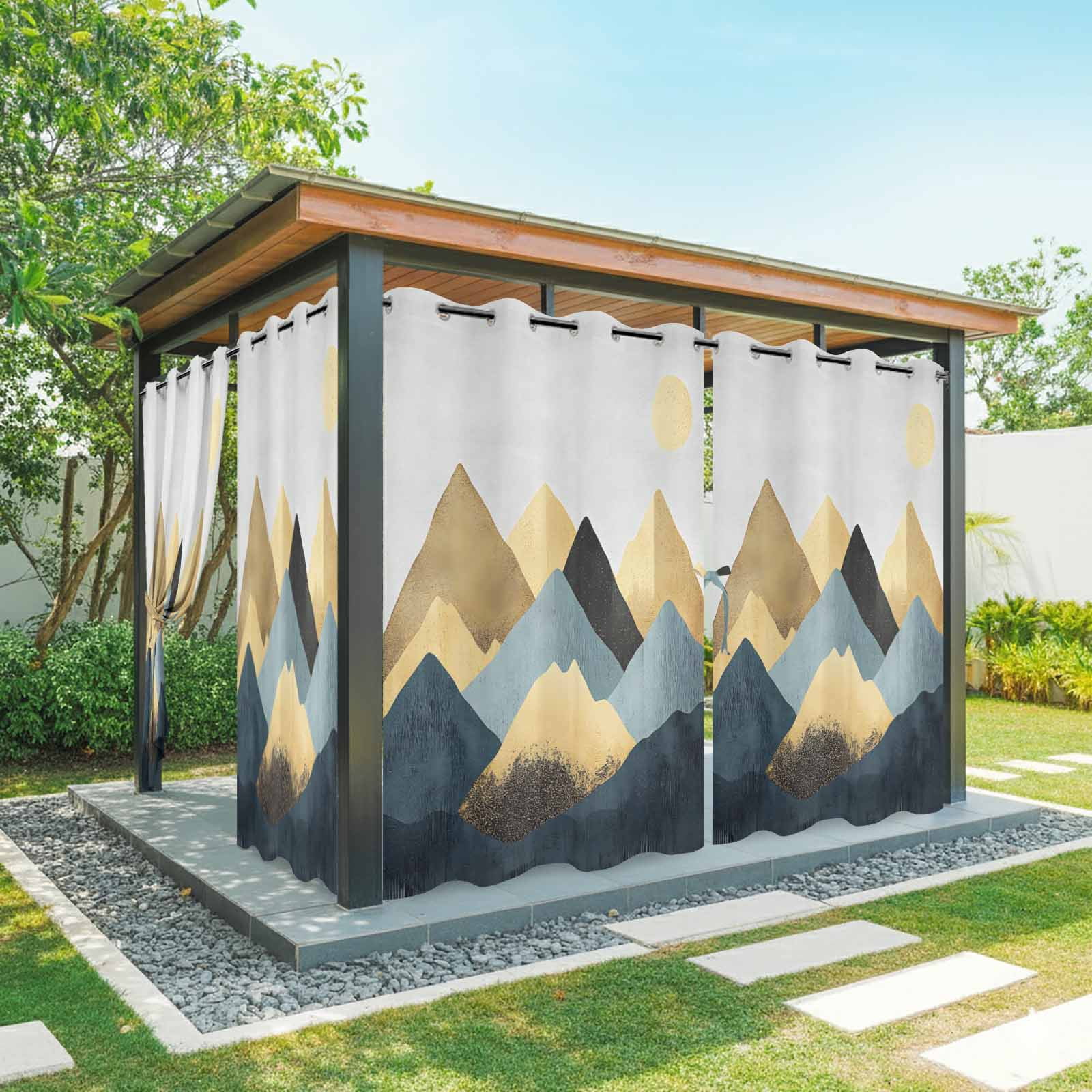 Abstract Art Outdoor Curtains for Patio Waterproof, Illustration ...