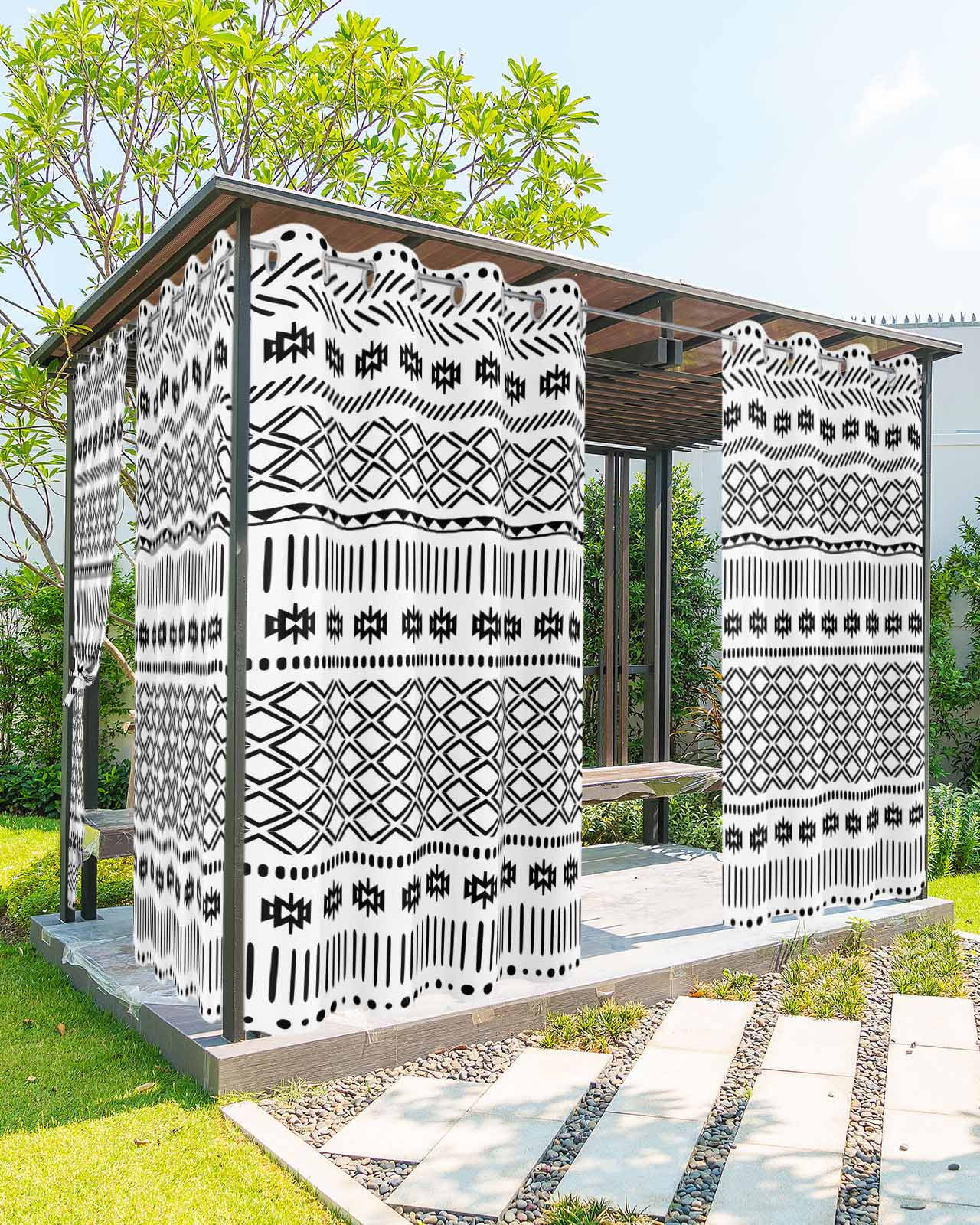 Abstract Art Outdoor Curtains for Patio, Geometric Privacy Drapes ...