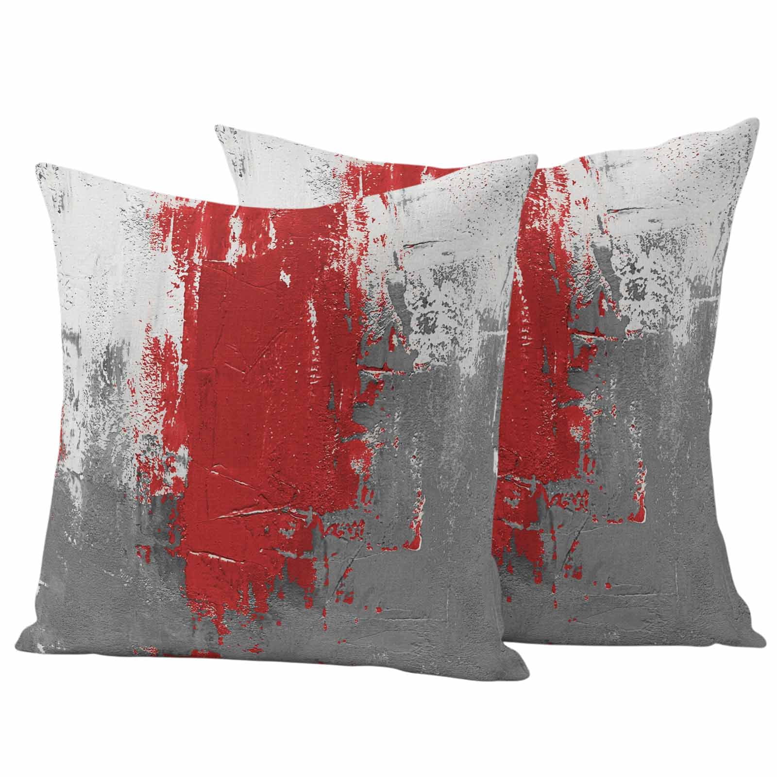 Abstract Art Outdoor Pillow Covers Set of 2 Red Grey Wall Mottled ...