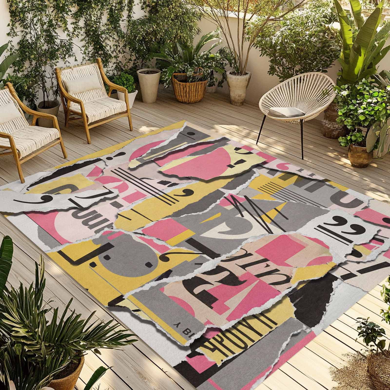 Abstract Art Outdoor Rug 5x7 Ft - Reversible Patio Rug Outdoor Camping ...
