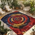 Abstract Art Outdoor Rug, Red Navy Yellow Tie-Dye Art Ethnic Style Non ...