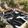 Abstract Art Outdoor Rug, White Black Gray Line Modern Simple Non-Slip ...
