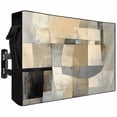 Abstract Art Outdoor TV Cover 30 to 32 inch Beige Brown Blocks ...
