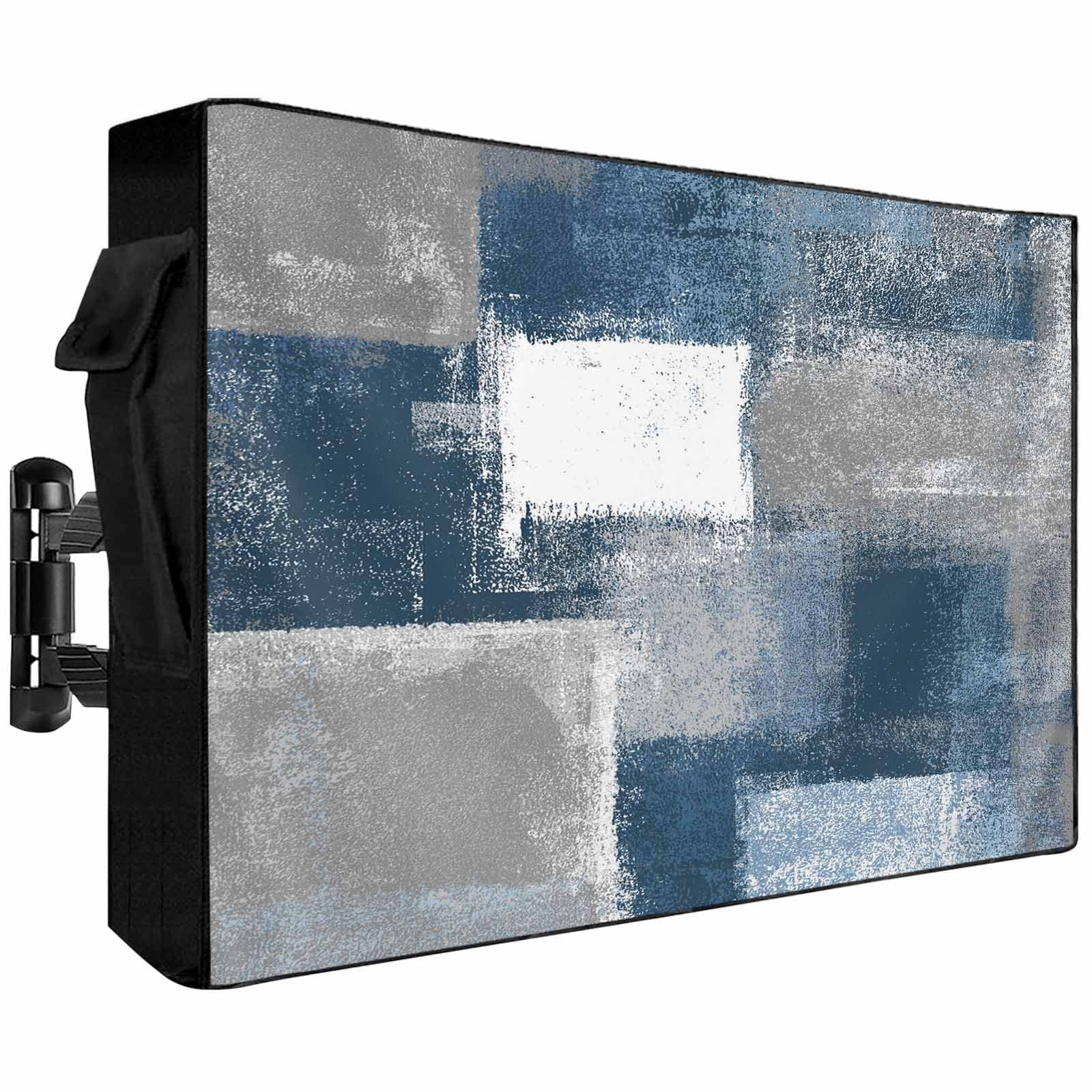 Abstract Art Outdoor TV Cover 30 to 32 inch Navy Grey Smear Texture ...