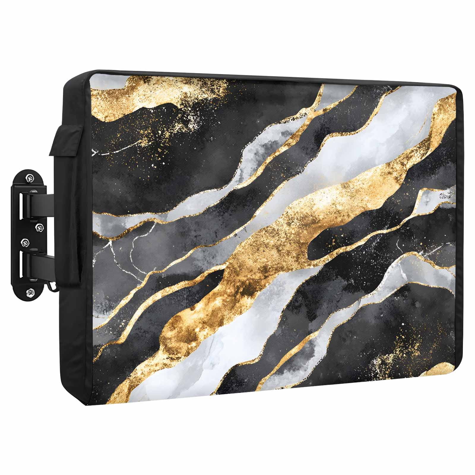 Abstract Art Outdoor TV Cover 60 to 65 Inch Black Gold Gradient ...