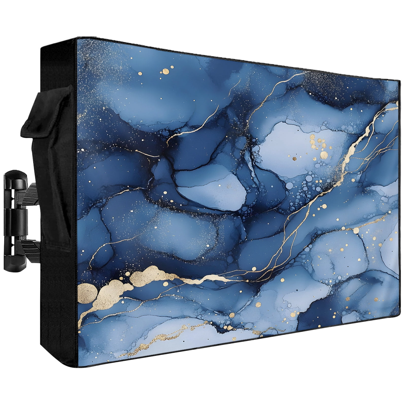 Abstract Art Outdoor TV Cover 60 to 65 inch Blue Gold Gradient Marble ...