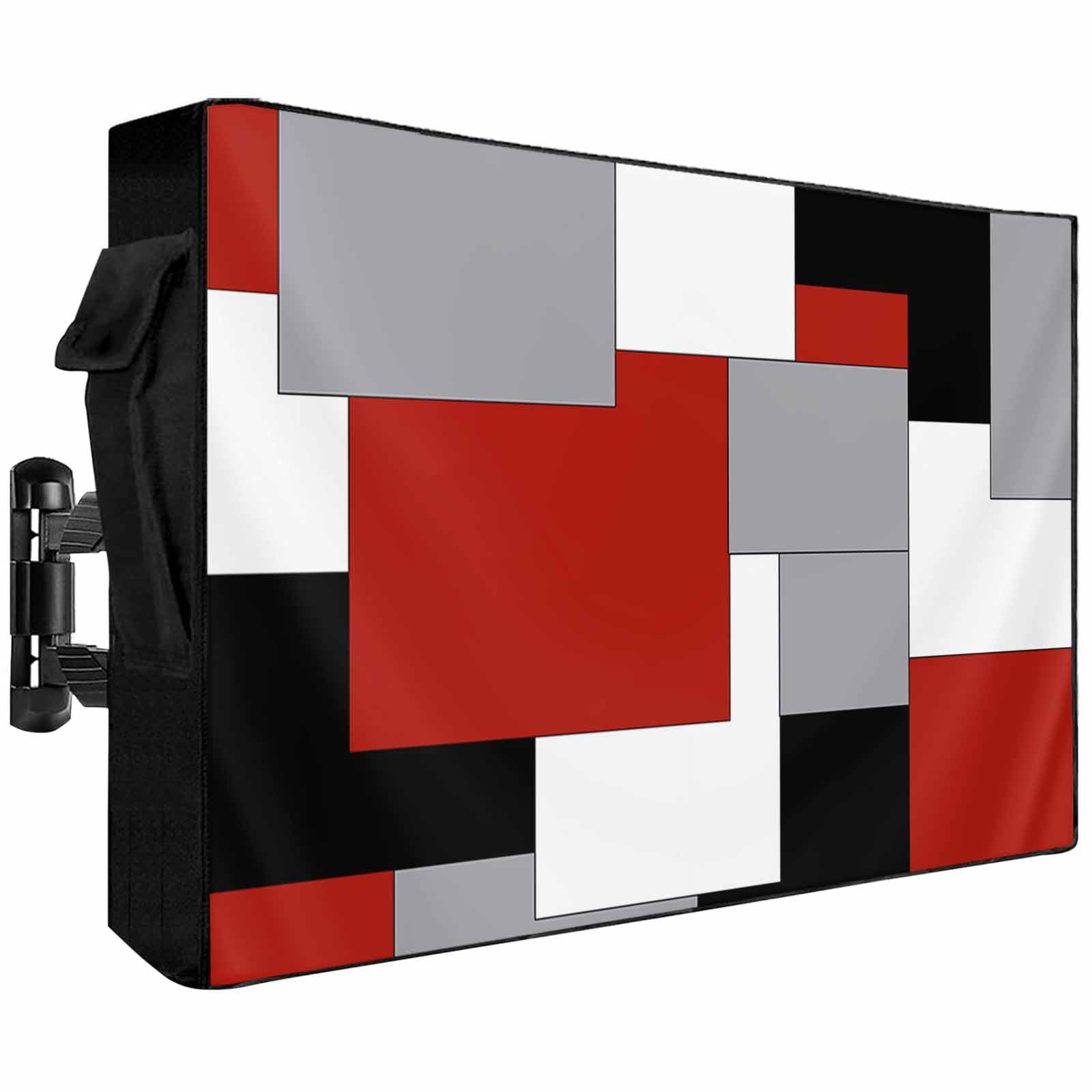 Abstract Art Outdoor TV Cover 60 to 65 inch Patchwork Red Black and ...