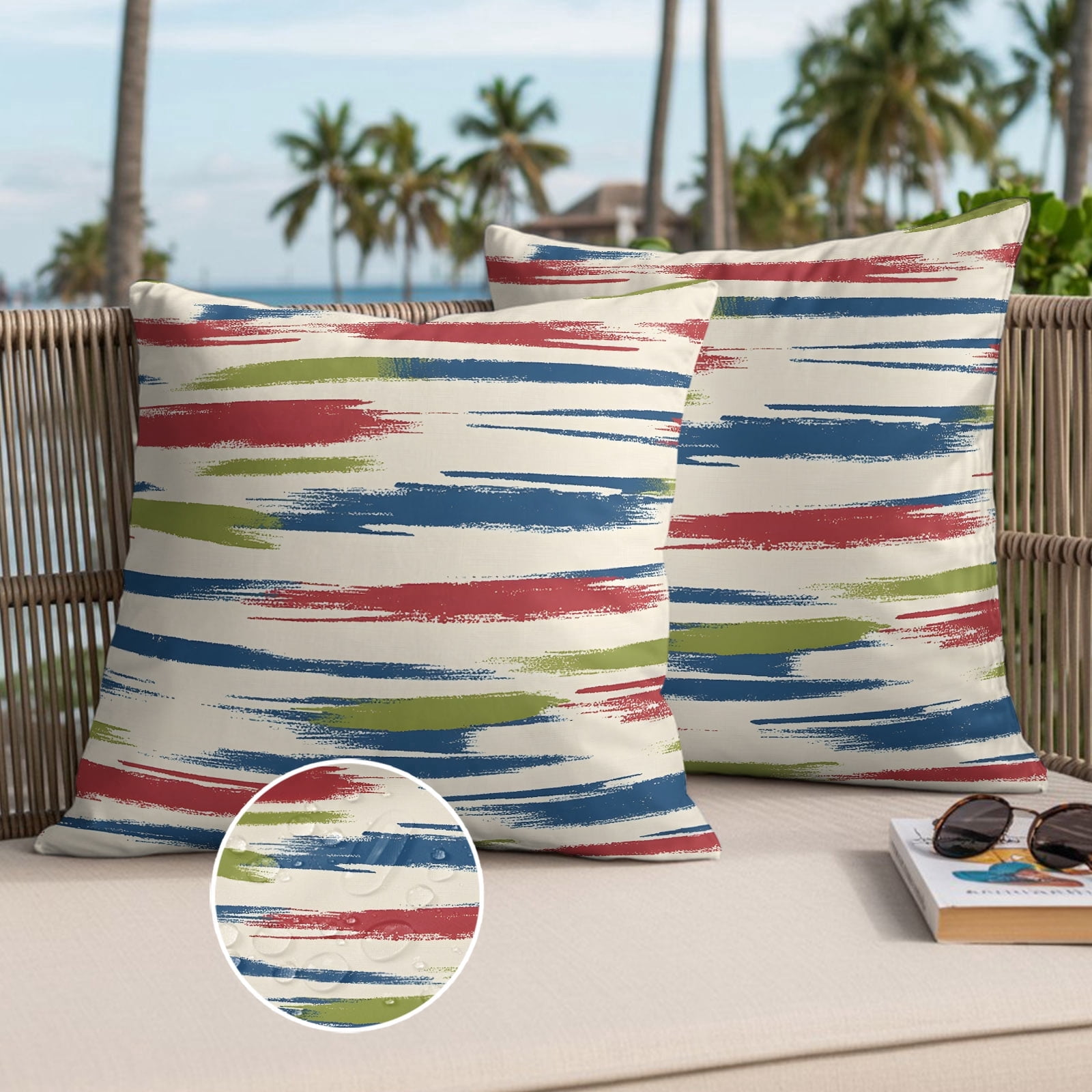 Abstract Art Outdoor Waterproof Throw Pillow Covers Set of 2, 20"x20 ...