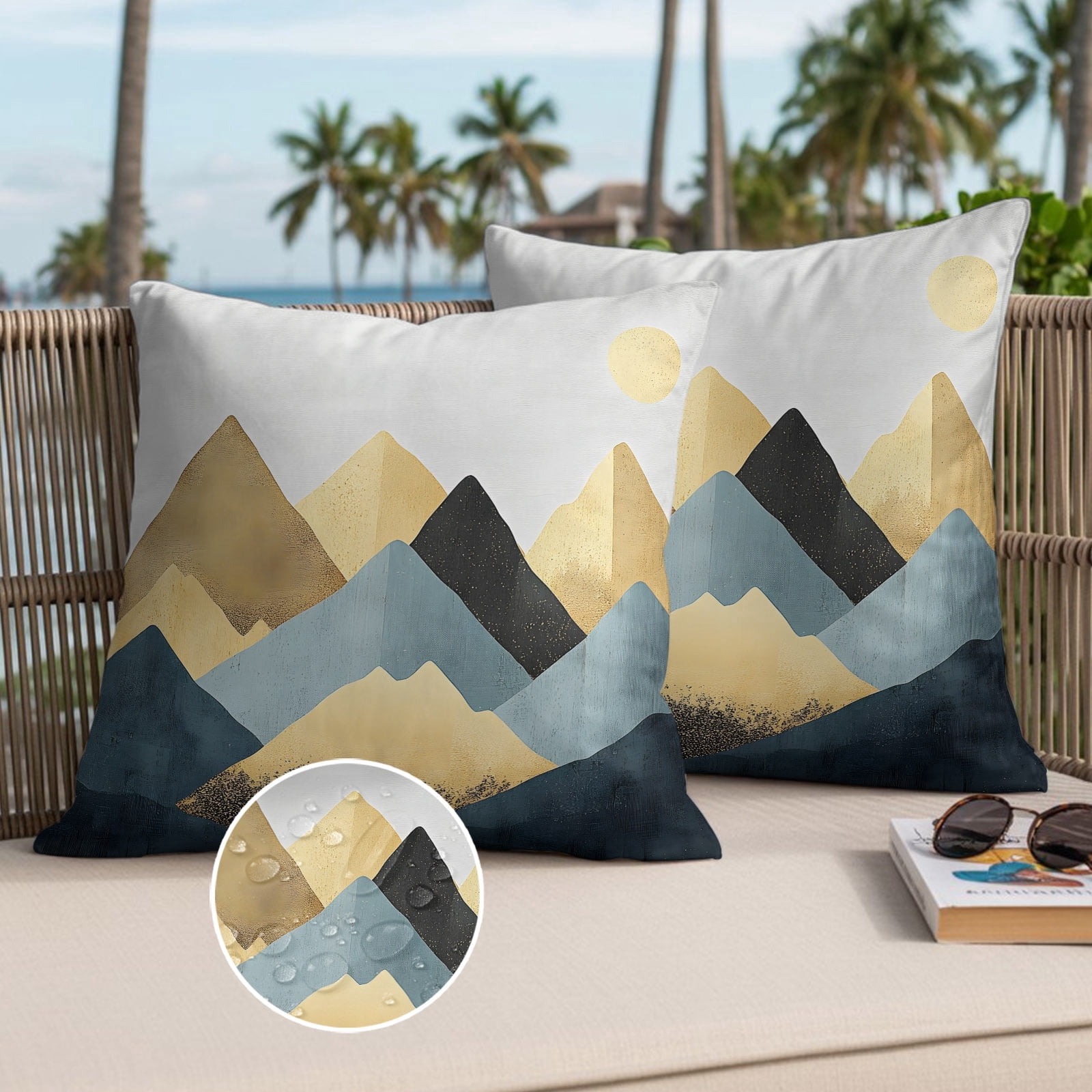 Abstract Art Outdoor Waterproof Throw Pillow Covers Set of 2, 24"x24 ...