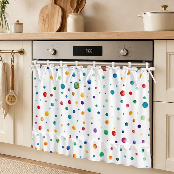 Abstract Art Oven Skirt Curtain, Simple Colorful Polka Dot Decoration ...