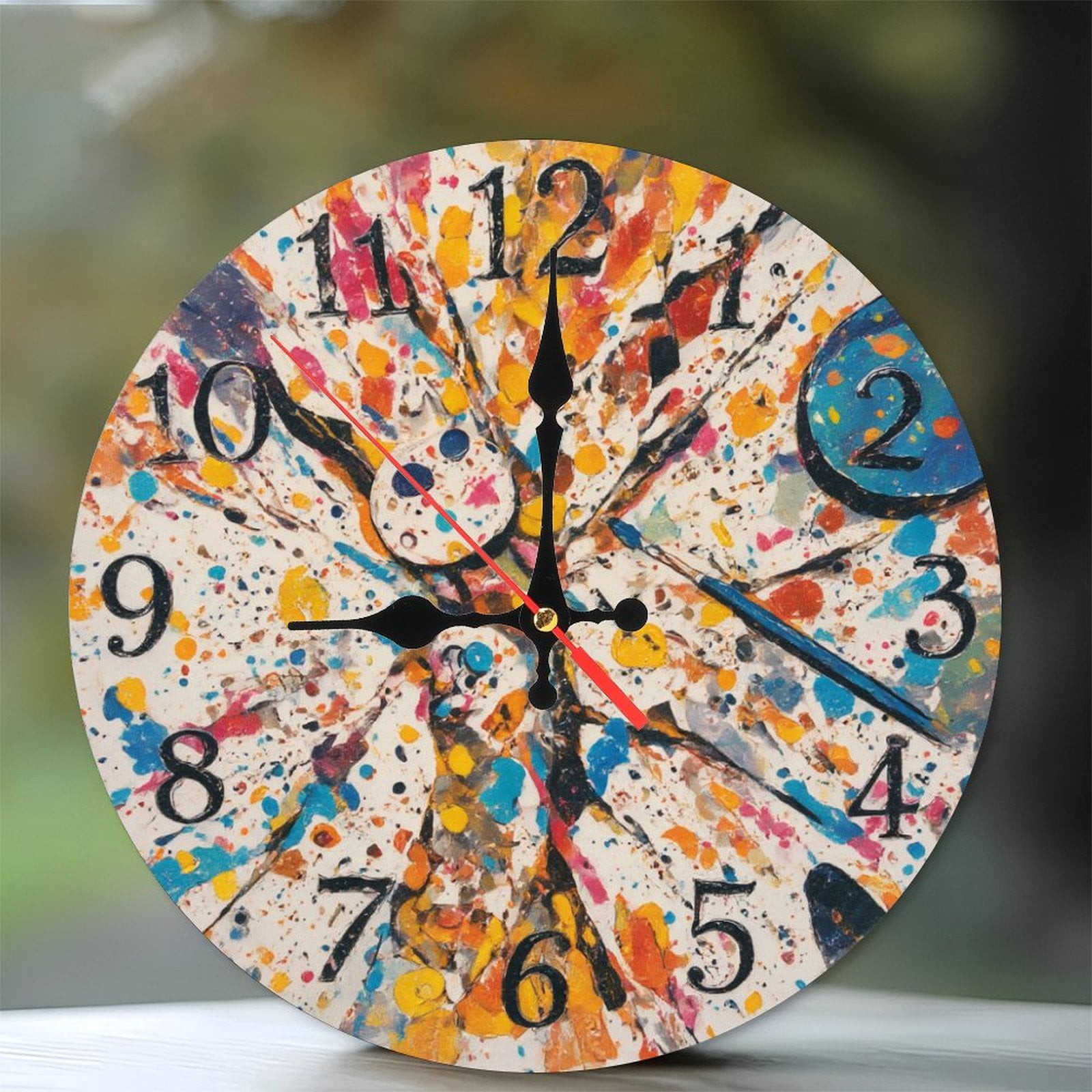 Abstract Art Paint Splatter Clock Wall Decor Home Office 10-Inch Silent ...