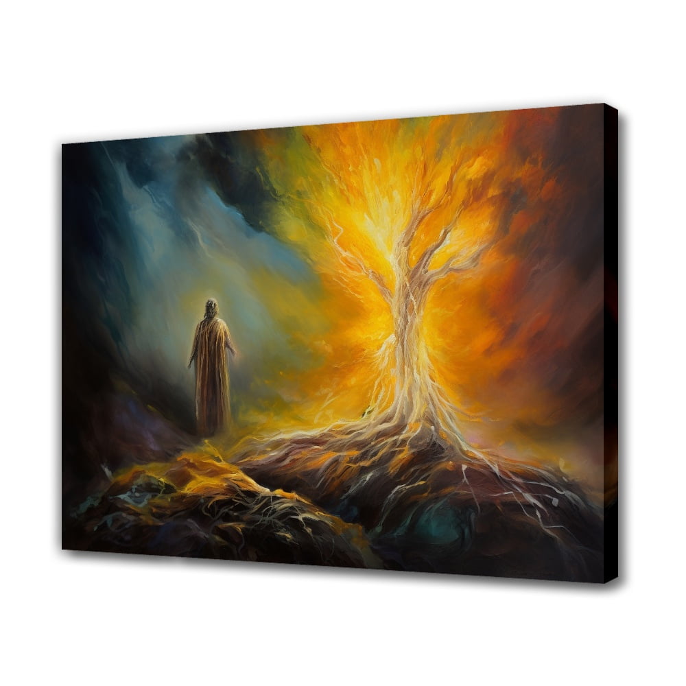 Abstract Art Painting A Figure In A Robe Contemplate A Colossal Tree ...