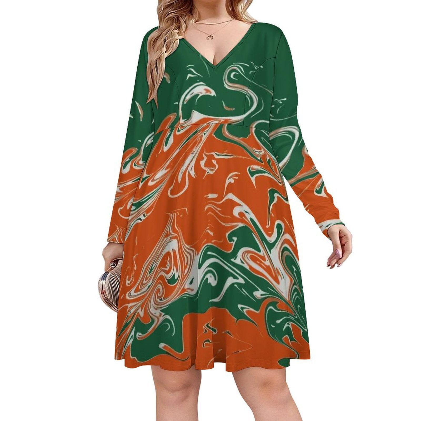 Abstract Art Painting Background Texture Long Sleeve Dresses For Women Vintage Elegant Party ...