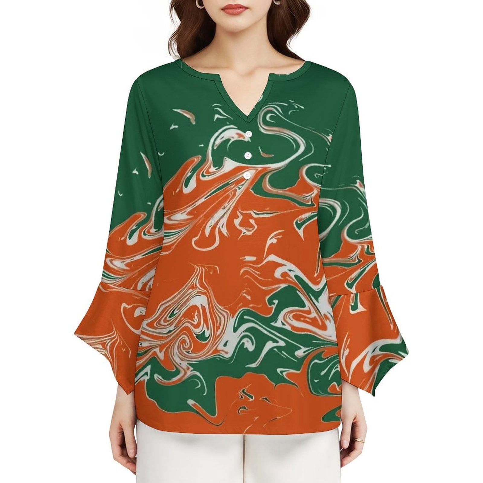 Abstract Art Painting Background Texture Women's Long Sleeve Loose T ...