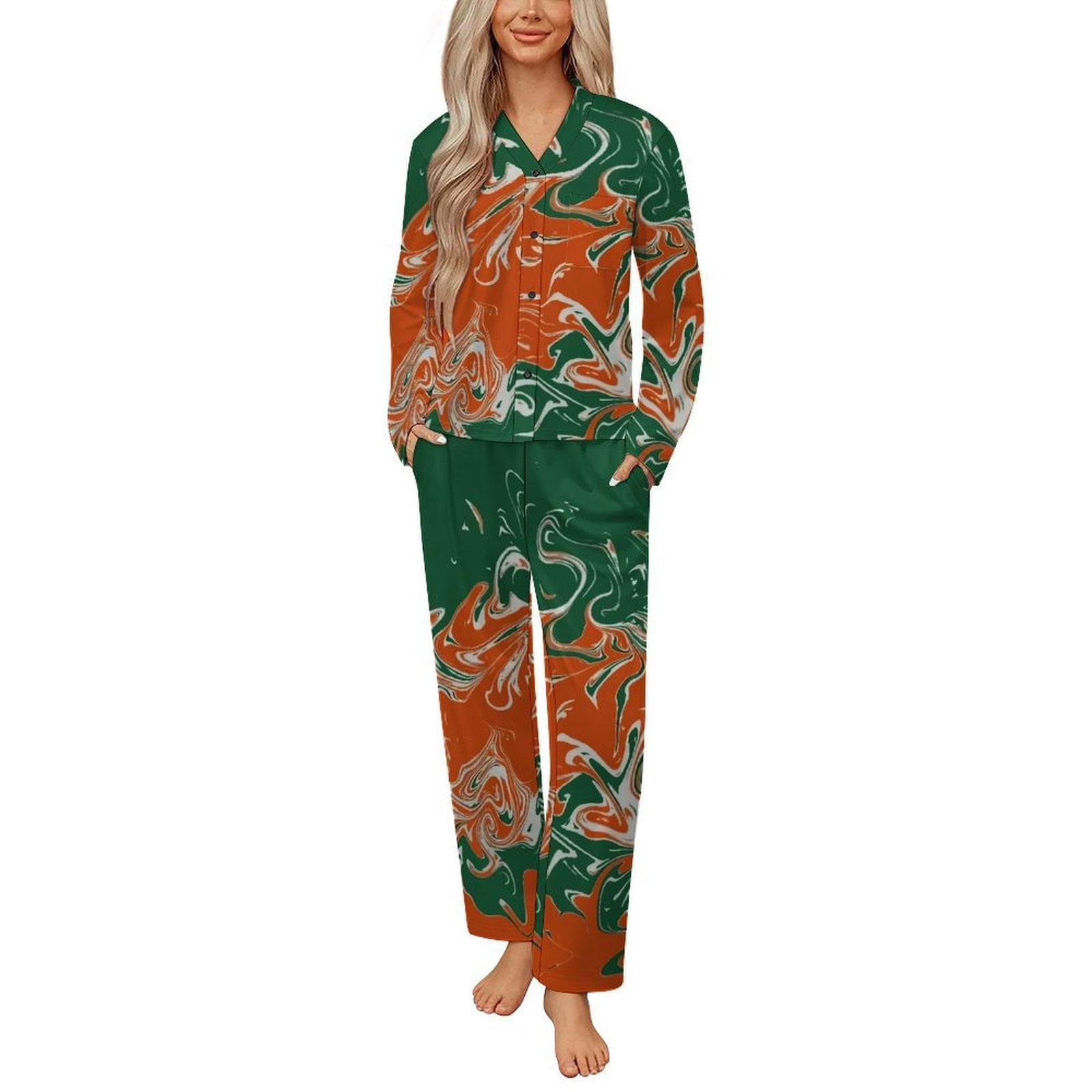 Abstract Art Painting Background Texture Womens Pyjamas Set Button Up ...