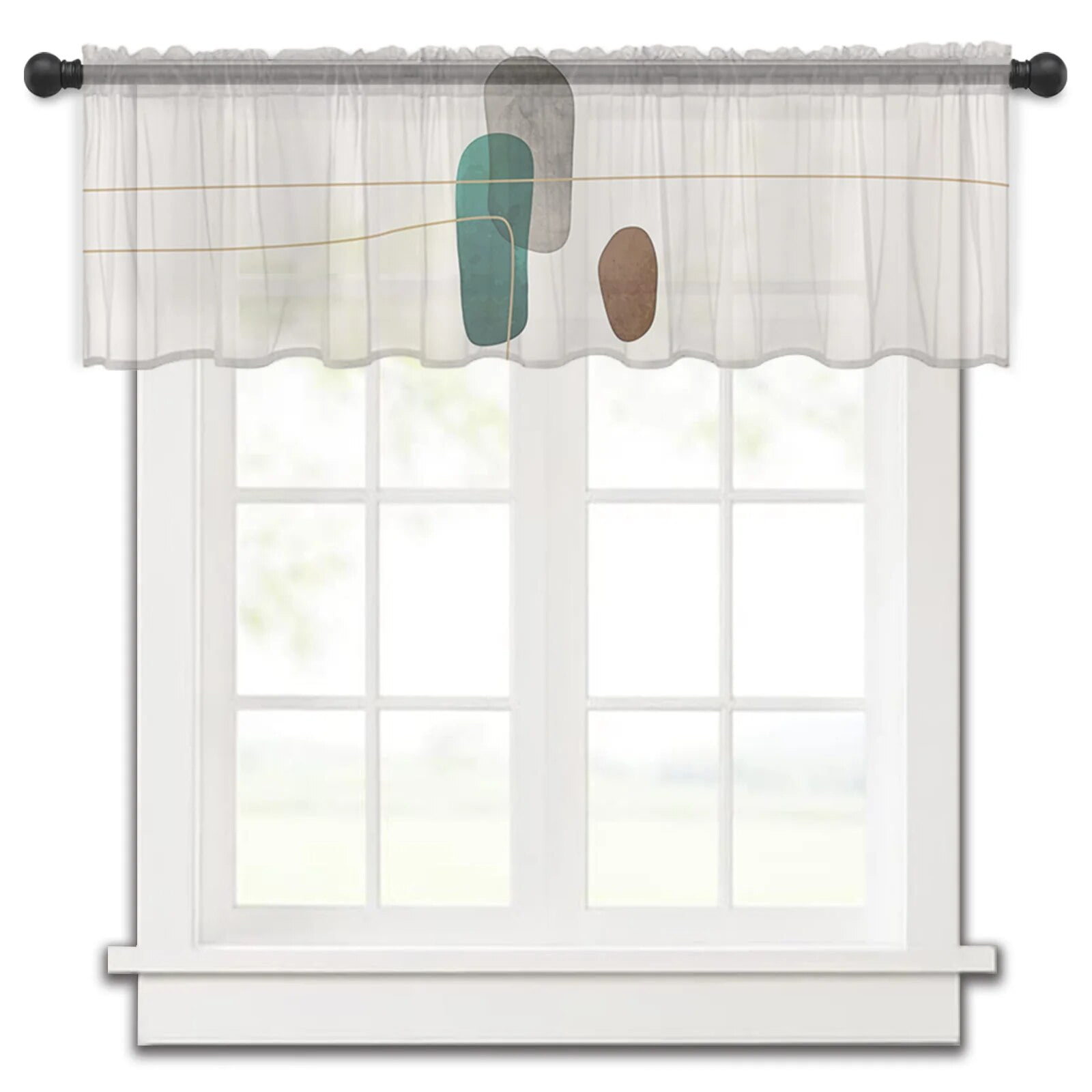 Abstract Art Painting Brush Texture Sheer Curtains Short Curtains for ...