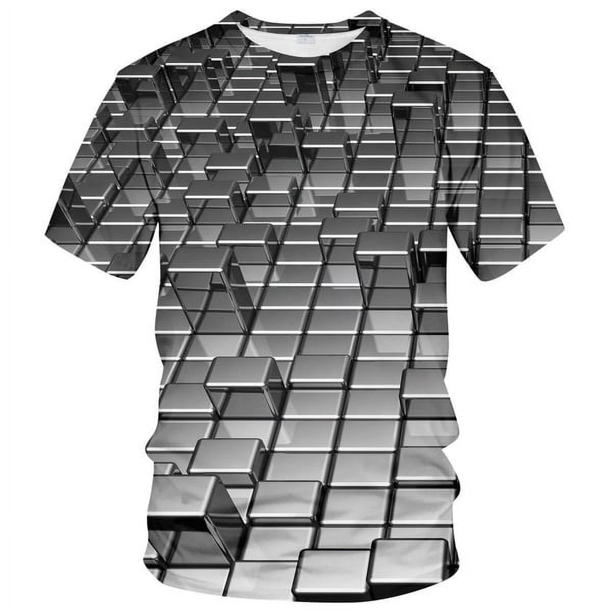 Abstract Art Pattern 3D Geometry Graphic Printed Tops Tees Casual Short ...