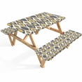 Abstract Art Picnic Table Cover with Bench Covers Modern Diamond ...
