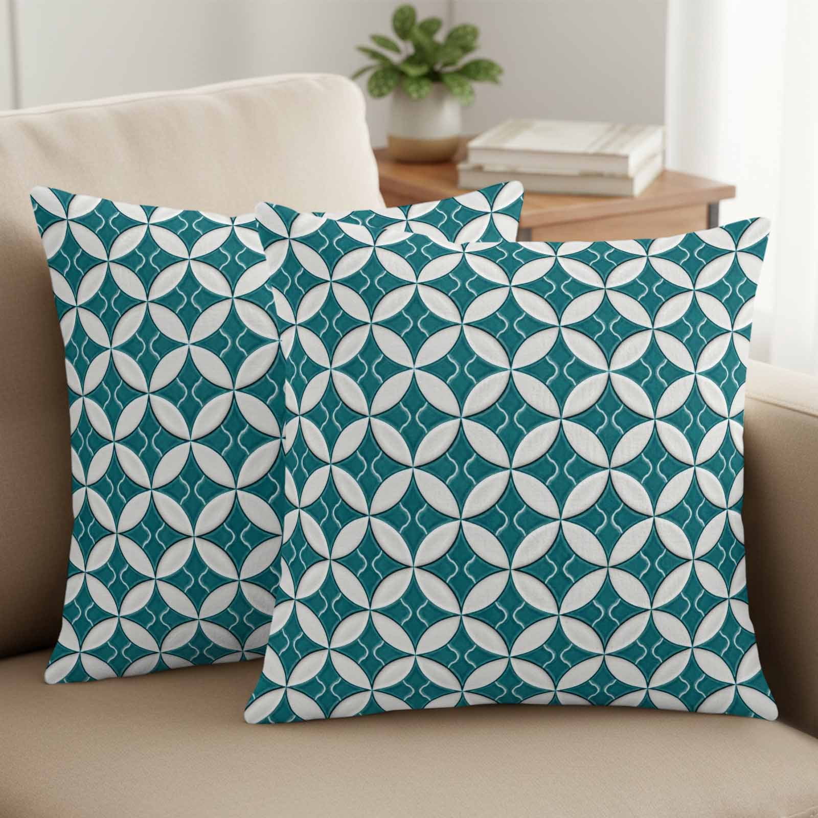 Abstract Art Pillow Covers Set of 2, Geometric Medieval Circular ...