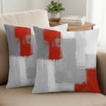 Abstract Art Pillow Covers Set of 2, Retro Red Grey Graffiti Painting ...