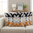 Abstract Art Pillow Covers Set of 4, Blue Black Orange Line Simple Gray ...