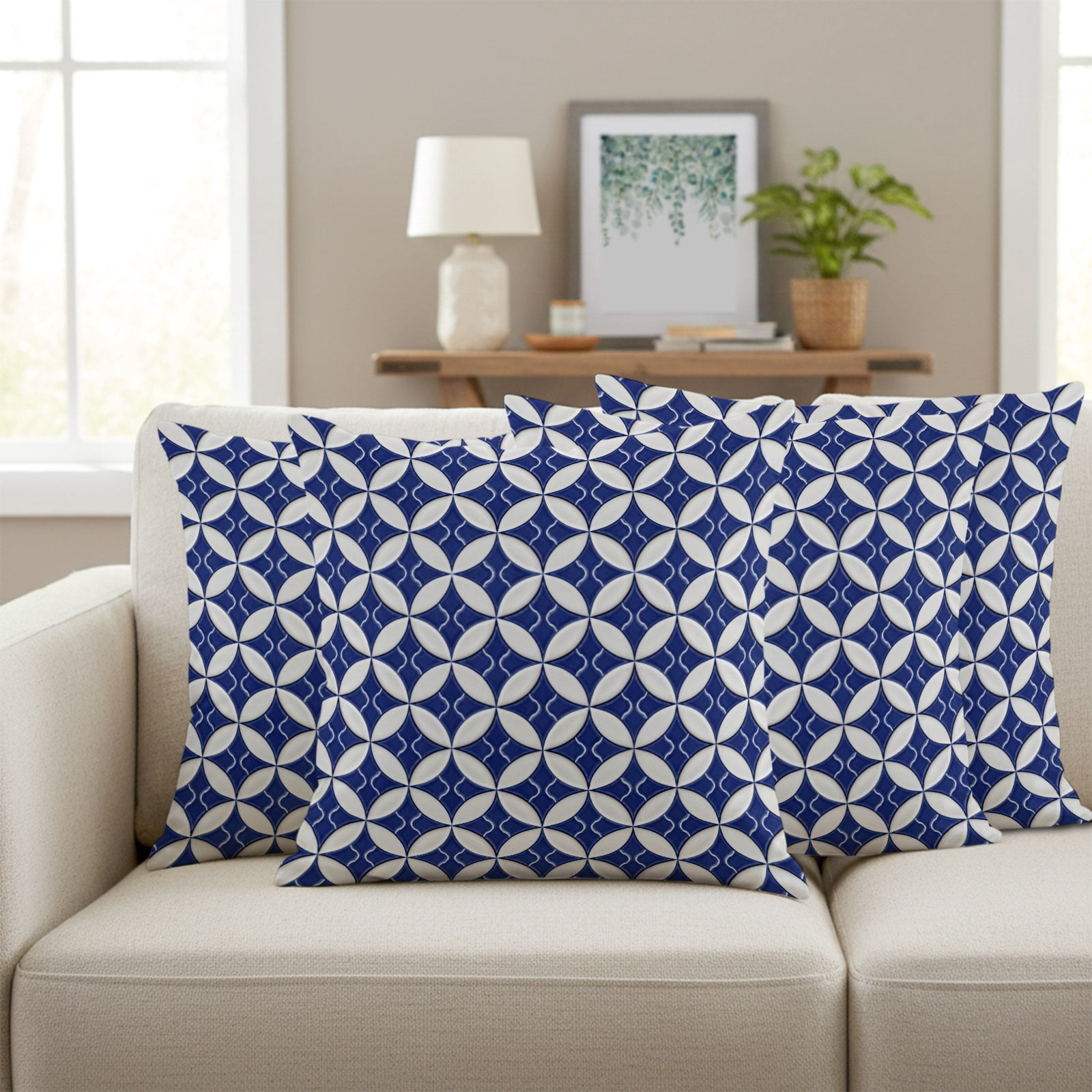 Abstract Art Pillow Covers Set of 4, Geometric Medieval Circular ...