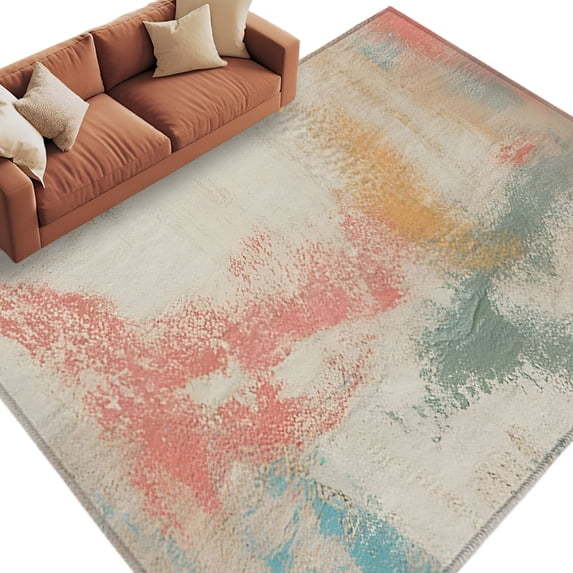 Abstract Art Pink Vintage Area Rug 8x10 Washable Rug Non Slip Farmhouse ...