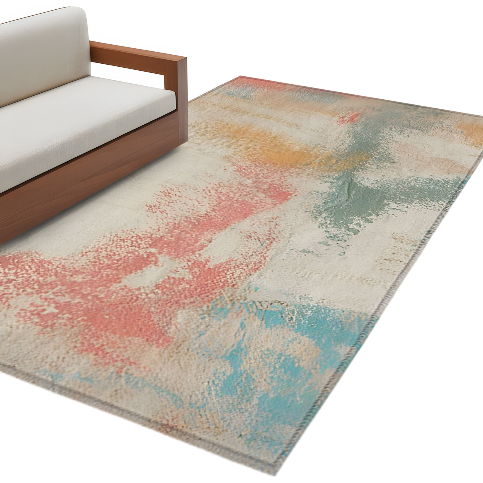 Abstract Art Pink Vintage Living Room Rug 4x6 Washable Area Rug for ...