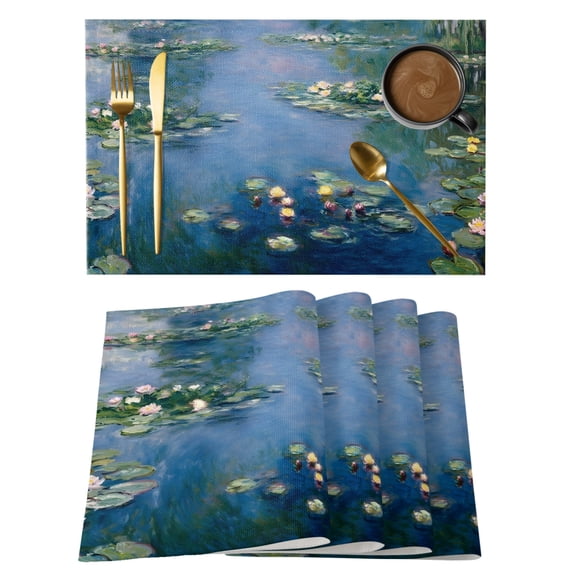 Abstract Art Placemats Set of 2 Farmhouse Pastoral Garden Floral ...