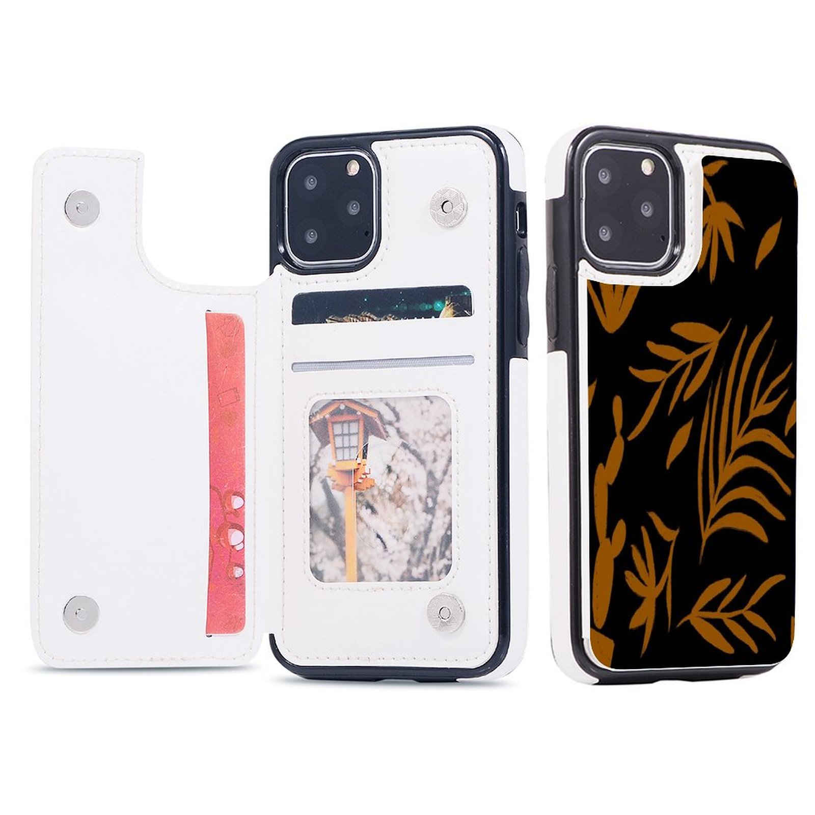 Abstract Art Plant Pattern Leather Wallet Case for iPhone 16 15 14 13 ...