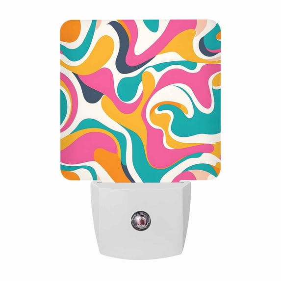 Abstract Art Plug-in LED Night Lights Colorful Ripple Auto Dusk-to-Dawn ...