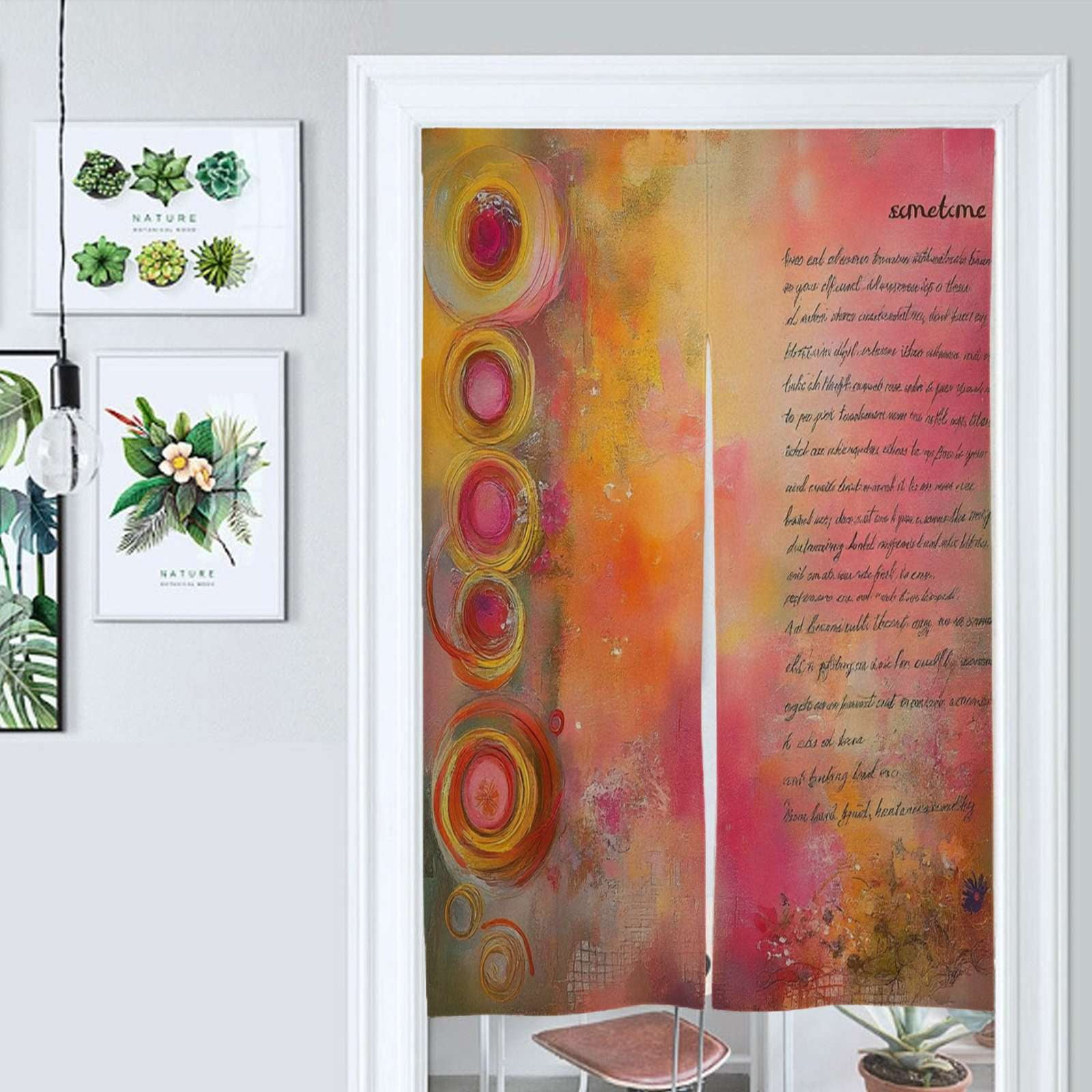Abstract Art Poem Colorful Circles Door Curtain Nordic Living Room ...