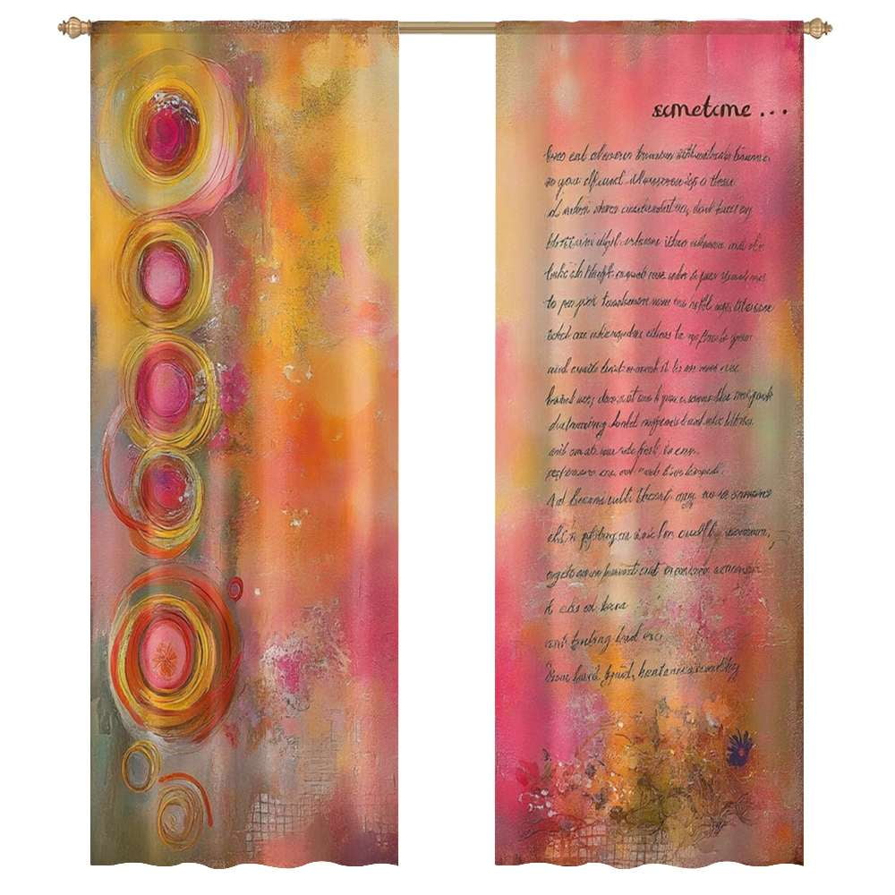 Abstract Art Poem Colorful Circles Sheer Voile Curtain Window Tulle ...