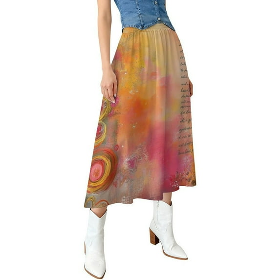 Abstract Art Poem Colorful Circles Women High Waist Midi Skirt Elegant ...