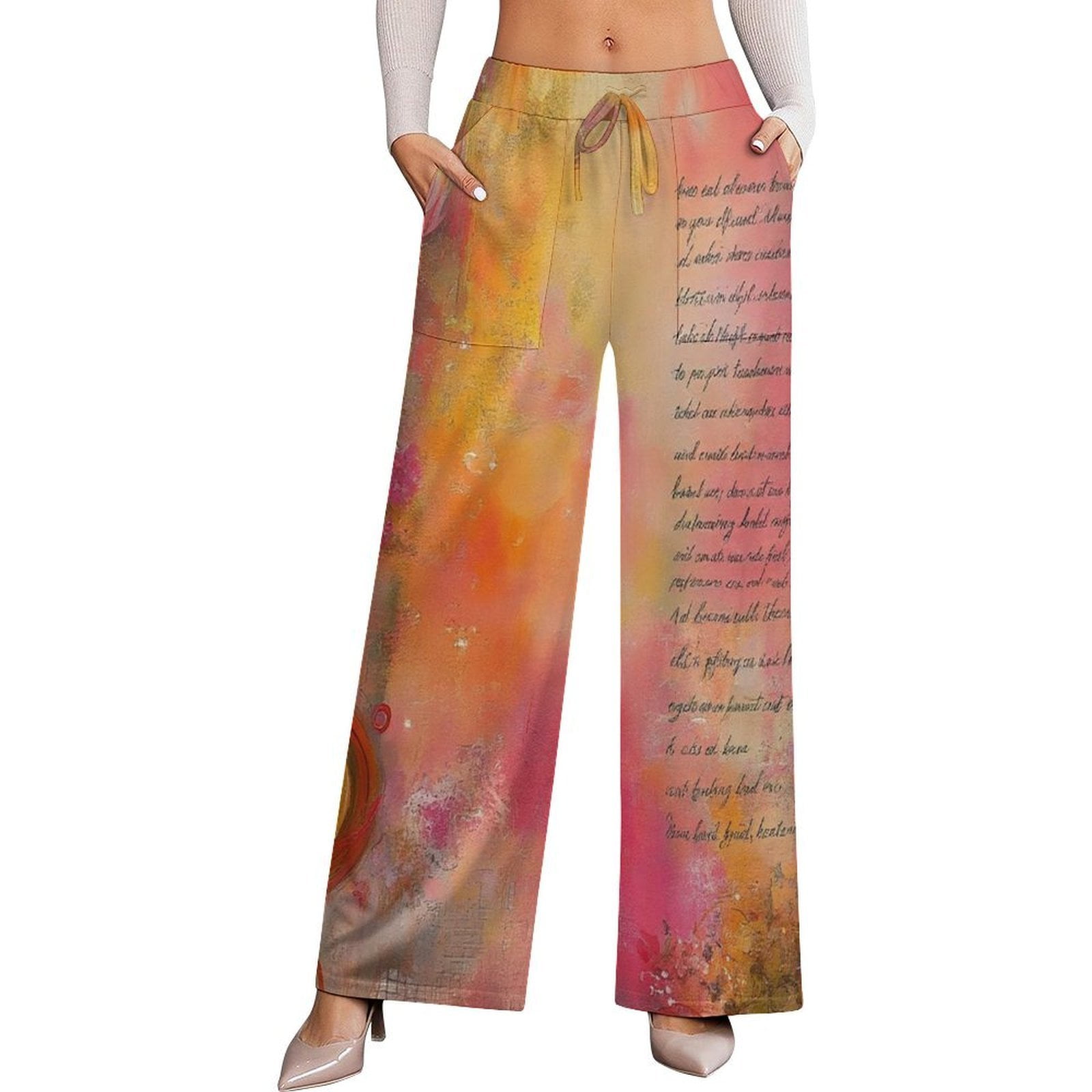 Abstract Art Poem Colorful Circles Women's Casual Wide Leg Pants ...