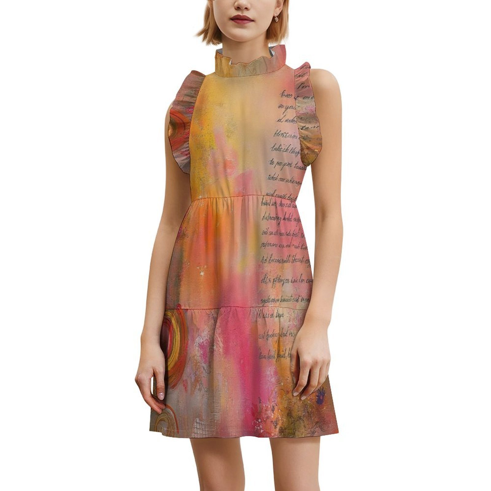 Abstract Art Poem Colorful Circles Women's Fashion Casual Dress Summer ...