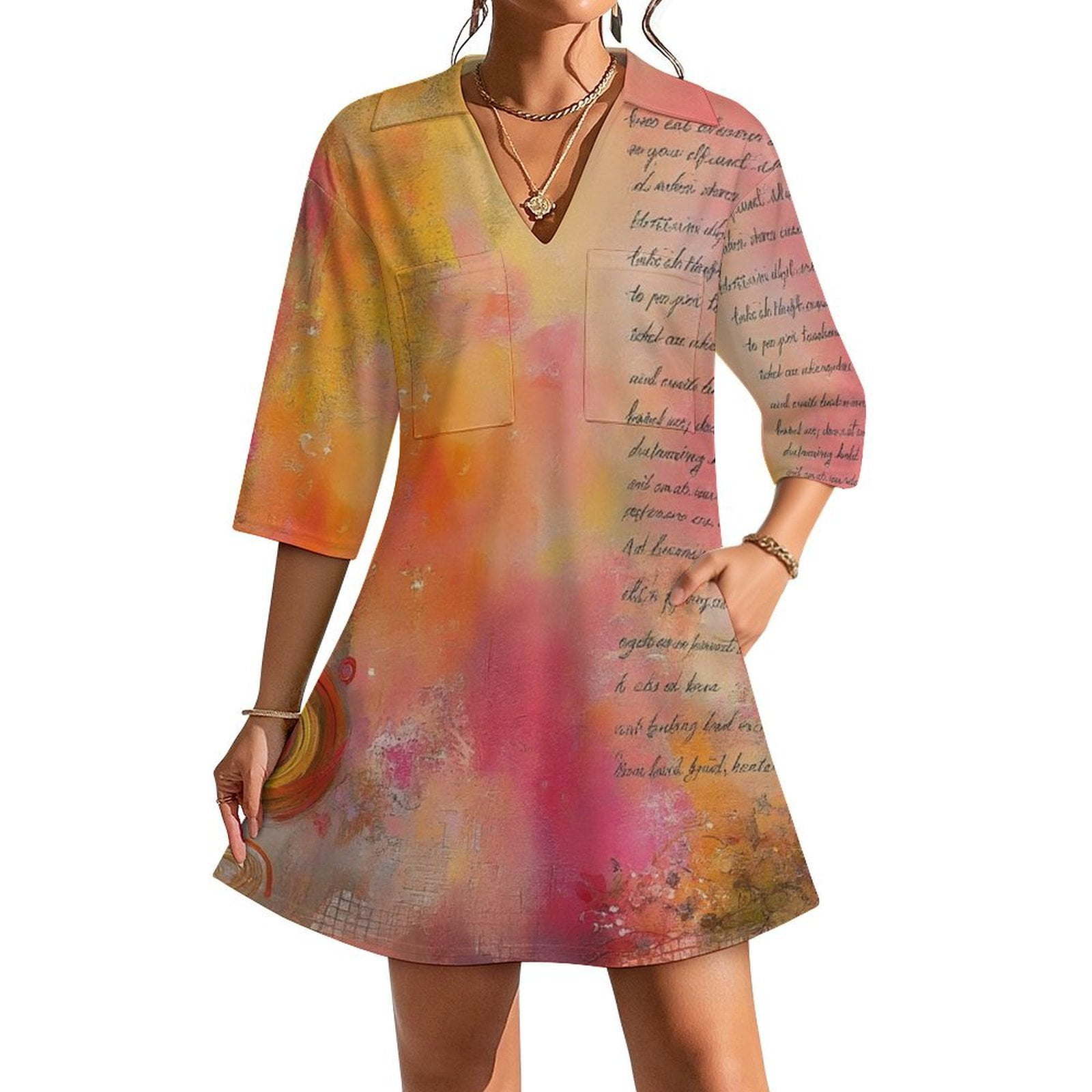 Abstract Art Poem Colorful Circles Womens Dress With Pockets Summer V ...