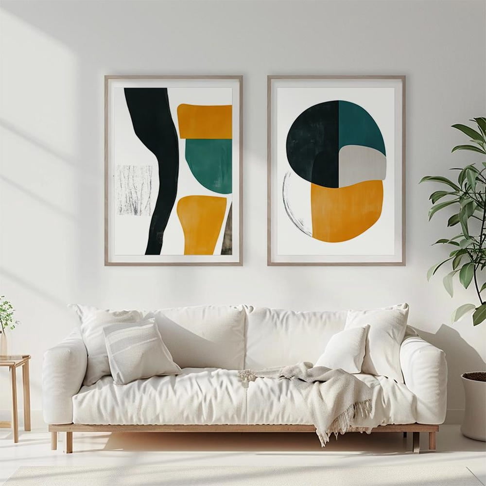 Abstract Art Poster Set: Modern Minimalist Duo Home Decor Office Wall ...