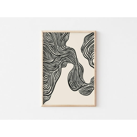 Abstract Art Print, Line Art Poster, Wavy Lines Minimalist Art Print ...