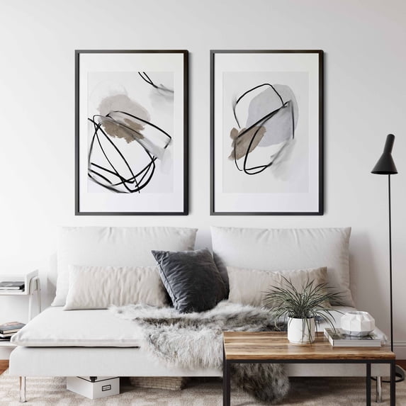 Abstract Art Print Neutral Gallery Wall Home Decor Office Wall Art Set ...