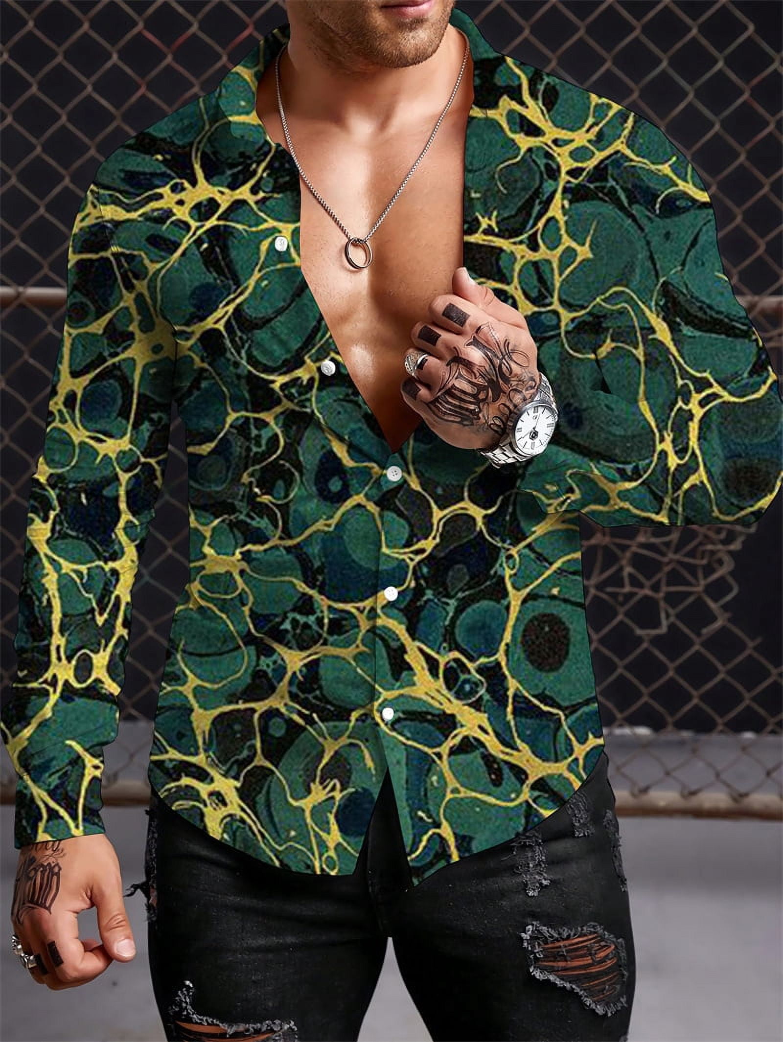 Abstract Art Print Shirt Men's 3D Pattern Long Sleeve Shirt Outdoor ...