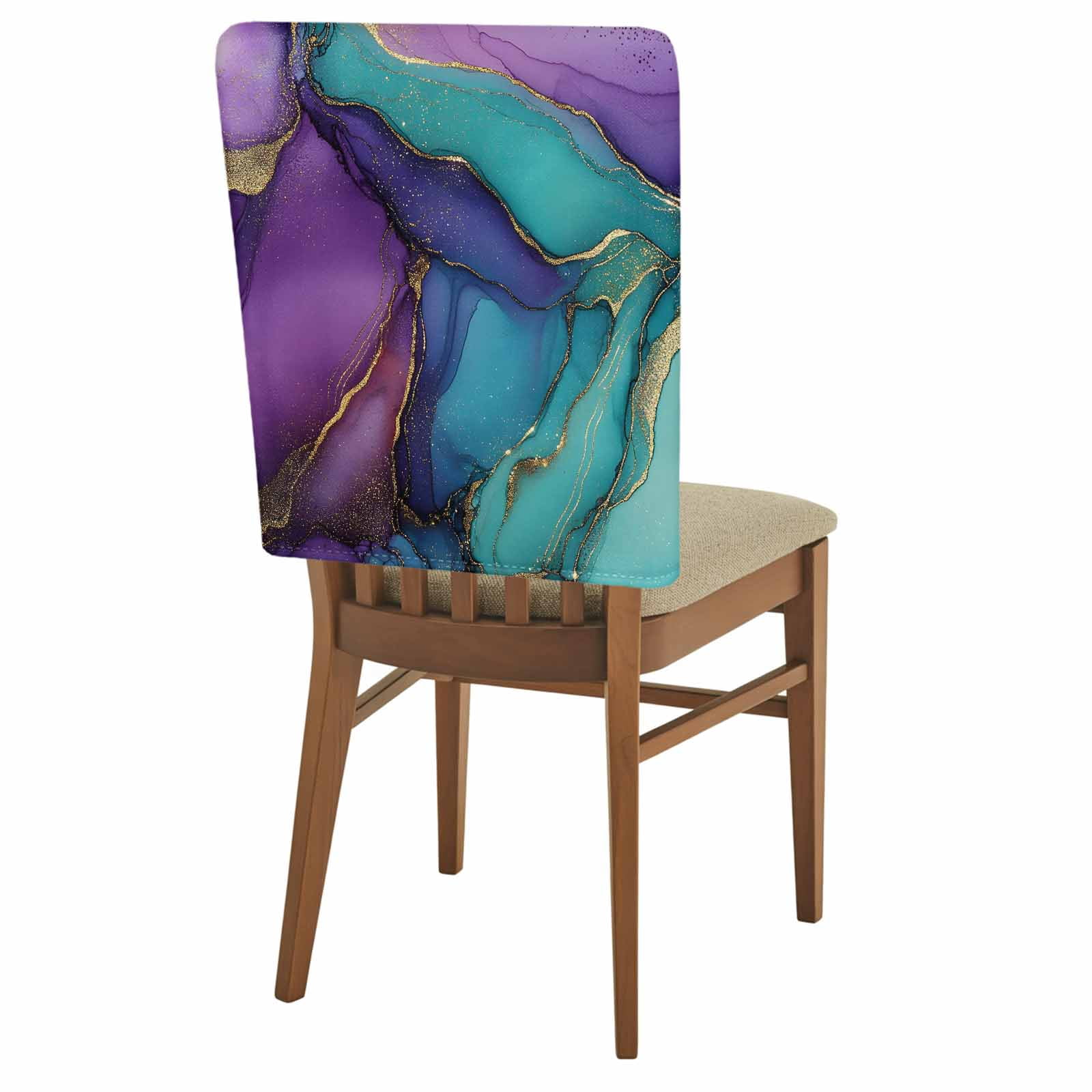 Abstract Art Purple Chair Back Covers Set of 8 Blue Gold Marble Texture ...