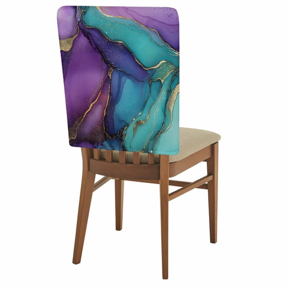 Abstract Art Purple Chair Back Covers Set of 8 Blue Gold Marble Texture ...
